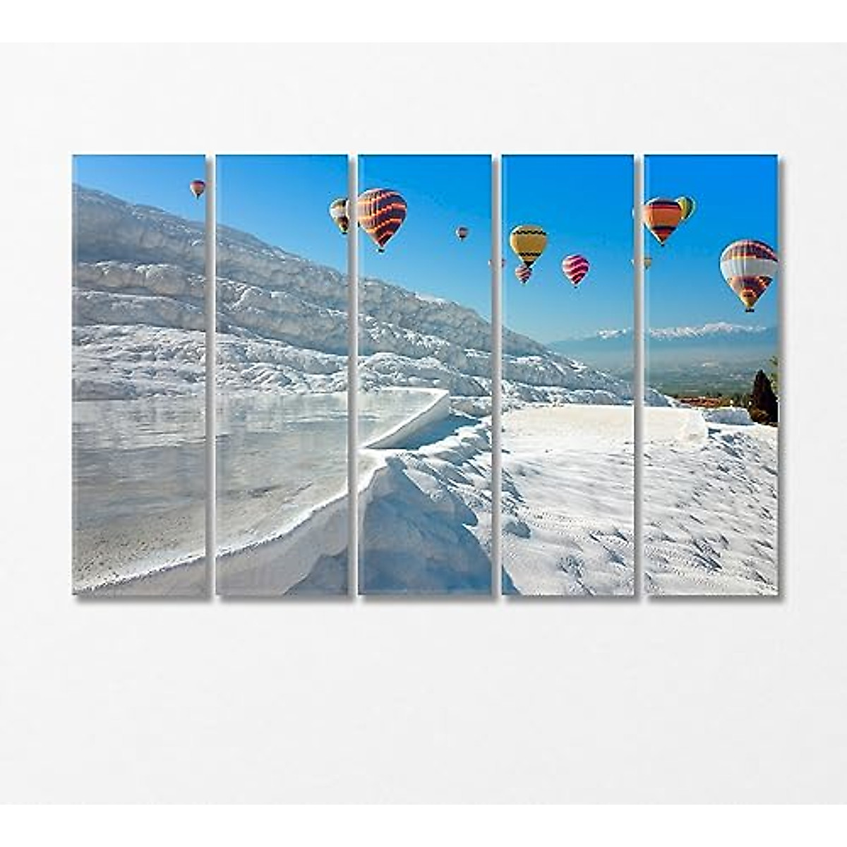Balloons Over the Thermal Springs of Pamukkale Canvas Print 1 Panel / 36x24 inches