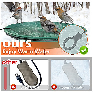 GUOJINJISM 250 Watt De-icer Birdbath Heater Submersible Aluminum Base for Livestock, Poulty, Animal, Tank, Buckets, Basins, Birdbaths, Barrels Waterproof Water Through Deicer with 9.84 Foot Cord