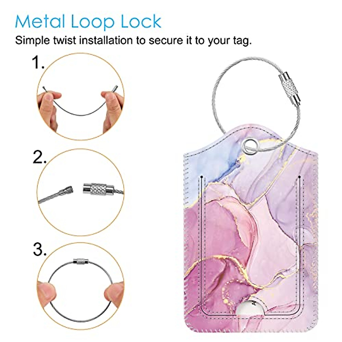 2 Pcs Luggage Tags, Fintie Privacy Cover ID Label with Stainless Steel Loop and Address Card for Travel Bag Suitcase