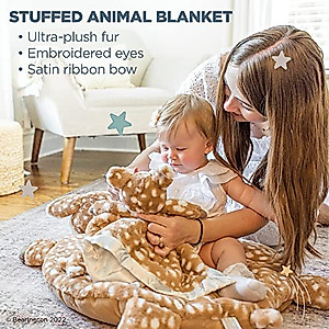Bearington Lil’ Willow Lovie Blanket: 15” Tall Fawn Blanket Plush for Infants, Ultra-Soft with Velour Lining and Cozy Fabric, Super Absorbent for Messy Babies, Machine Washable, Great