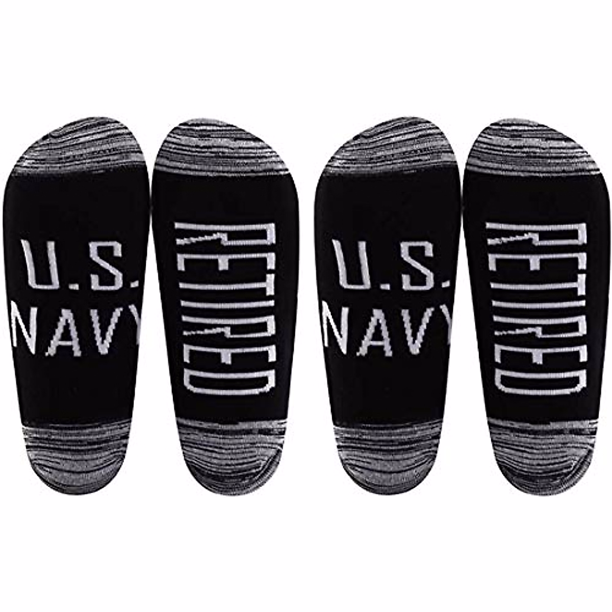 LEVLO Navy Retirement Gift US Navy Retired Socks Military Gift for Husband Father Veteran Gift (2 Pairs/Set- Ankle -1)