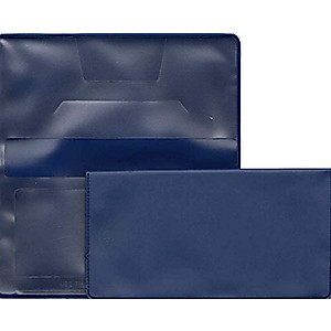 Easy Read Register Vinyl Checkbook Cover for Top Tear Personal Checks (Monaco Blue)