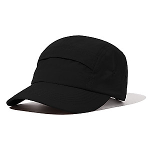 CLAPE Curved Brim 5 Panel Hat UPF50+ Sun Hats Quick Dry Outdoor Sports Run Cap (GD50-Black)