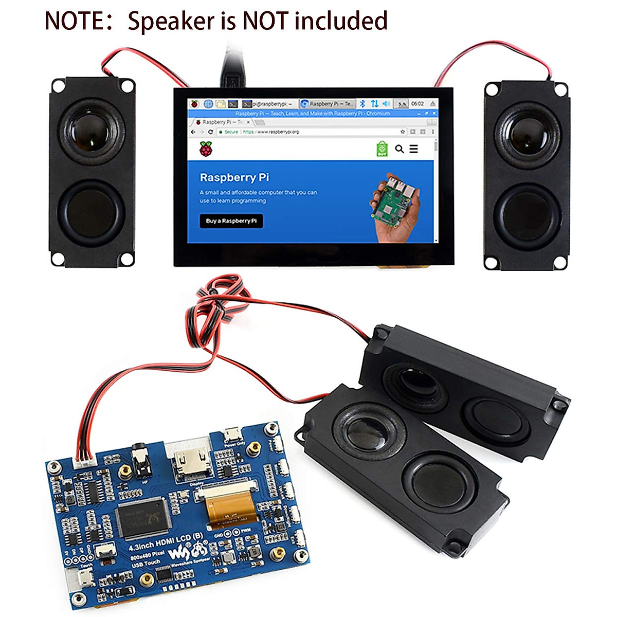 waveshare 4.3inch HDMI LCD 800x480 IPS Capacitive Touch Screen HDMI Interface Support All Version Raspberry Pi 4B/3B+/3B/2B/Zero/Zero W/Zero WH,Jetson Nano BB Black Banana Pi Windows 10/8.1/8/7