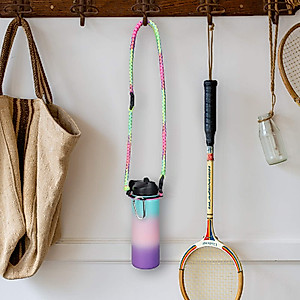 WEREWOLVES Paracord Handle with Shoulder Strap - Fits Wide Mouth Water Bottles 12oz to 64oz - Durable Carrier, Water Bottle Handle Strap with Safety Ring, Compass and Carabiner (Black)