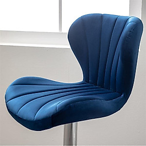 Roundhill Furniture Ellston Velvet Adjustable Swivel Barstools in Blue, Set of 2