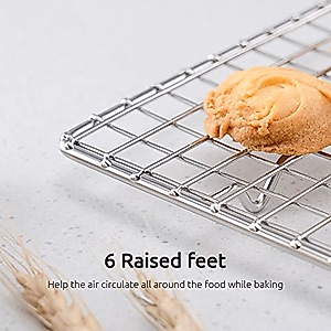 U-Taste 18/8 Stainless Steel Cooling Rack 16.3 x 11.3 inches, Baking Cooking Roasting Grilling Rack with Welding Enhancement, 6 Legs, 3 Cross Bars for Cookies, Bread, Cakes, Oven Cooking (Large)