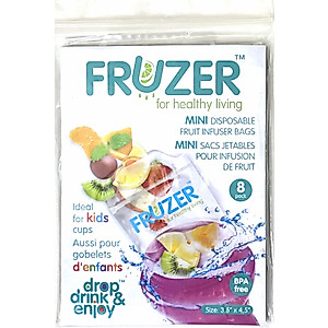 FRUZER Mini Disposable Fruit Infuser Bags (5 PK, each 8 Bags) Total 40 Bags - Refreshing & Beneficial - CLEAR & BPA-FREE