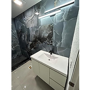 JPND 36" White Bathroom Single Hole Integrated Sink/Countertop, Drop-in Self-Rimming Rectangular Bathroom Vanity Sink Top, 36.38"W x 19.13"D x 7.5"H