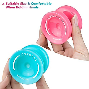 YOSTAR K2 Plus Crystal Responsive Yoyo for Kids, Dual Purpose Yo-yo for Beginner, Replacement Unresponsive Bearing for Intermediate Advanced, 12 Yo-yo Strings, Bag, Bearing Remover (Sky Blue + Pink)