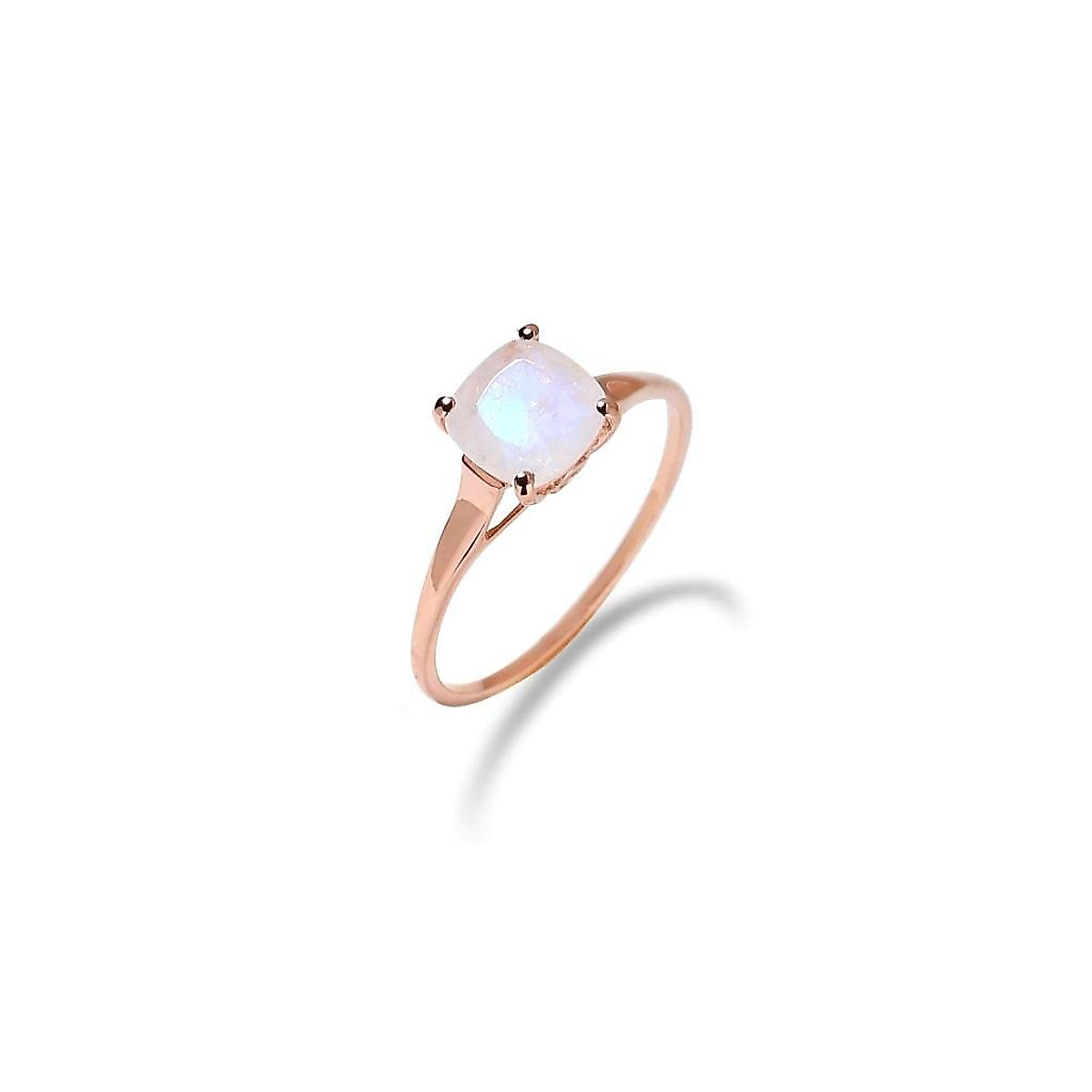 YoTreasure 1.88 Cts Rainbow Moonstone Solid 10k Rose Gold Ring Jewelry