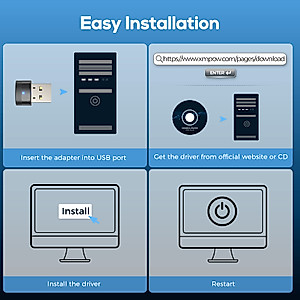 Wireless Adapter for PC,USB Wireless Adapter 5.0, Plug and Play Wireless Transmitter & Receiver Compatible with Win 7/8.1/10, for PC, Desktop, Laptop, Keyboard, Headset, Mouse, Printer
