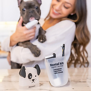 Petosan Puppy and Toy Breed Dental Kit with Toothbrush, Toothpaste and Microfiber Cleaner