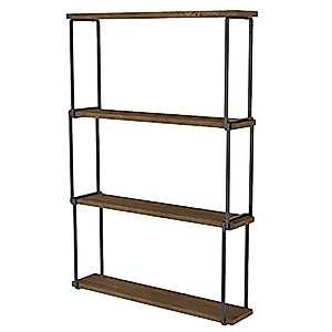 Wallniture Porto 4-Tier Floating Shelves for Wall Storage, Kitchen Pantry Organization and Storage Shelves, 24" Wood Wall Shelf, Walnut