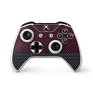 Skinit Decal Gaming Skin Compatible with Xbox One S Controller - Originally Designed Blocked Polka Dot Chevron Design