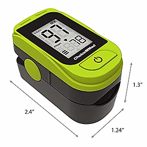 ChoiceMMed Light Green Finger Pulse Oximeter - Blood Oxygen Saturation Monitor - SPO2 Pulse Oximeter - Portable Oxygen Sensor Included Batteries - O2 Saturation Monitor Carry Pouch