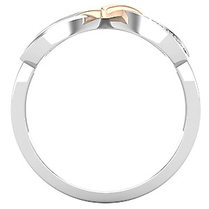 Dazzlingrock Collection Round White Diamond Infinity Interlock Heart Engagement Ring for Women (0.08 ctw, Color I-J, Clarity I2-I3) in Rose Gold Plated Sterling Silver Size 6
