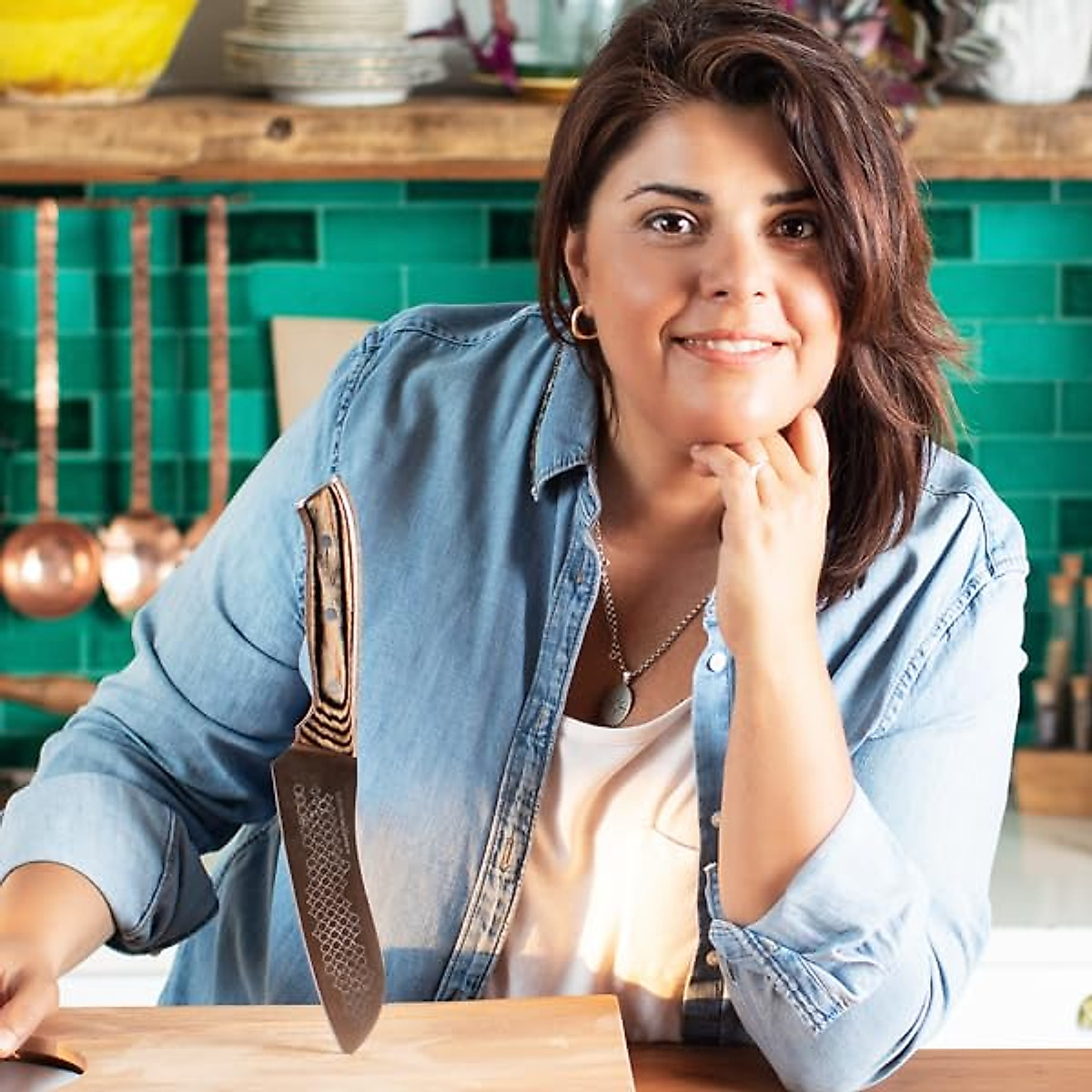 Refika'dan Chef's Knife 6 Inch, Everyday Kitchen Knife, Ergonomic Stainless Steel Knife with Brown Wooden Handle