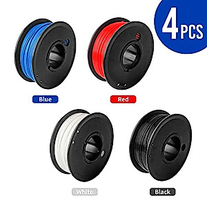 4 Pack PLA 3D Printer Filament, 4 Color PLA 3D Printer Filament 1.75mm in Total 1kg, Dimensional Accuracy +/- 0.02 Mm for 3D Printing(White, Red, Black, Blue)