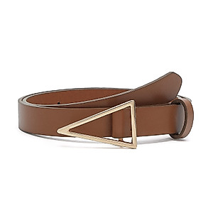 HOTWILL 3 Pack Women Belts for Jeans Dress Skinny Waist Belt with Gold Triangle Buckle 0.90" Width Thin Belts for Ladies Black Brown Beige Small