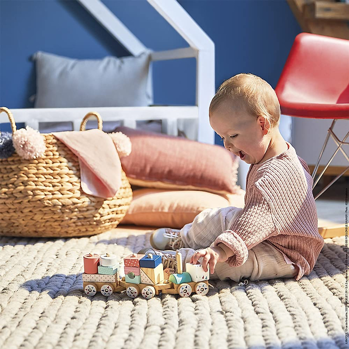 Janod Sophie La Girafe Wooden 2-in-1 Pull-Along Train - 17 Pieces - 18 Months + - J09506