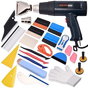 Gomake Vinyl Wrap Tool Kit Window Tint Tools for Cars Wrapping Window Film Wallpaper Installation- Include Vinyl Squeegees, Scraper, Magnet Holders, Vinyl Gloves, Film Cutters, Heat Gun for Vinyl Wrap