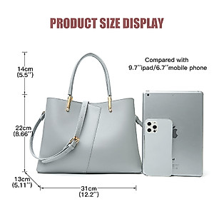 HENG REN Women's Handbags Shoulder Bags,Upgraded Version Medium Classical Style Purses Top Handle Satchel Bag for daily. (Cement Grey)