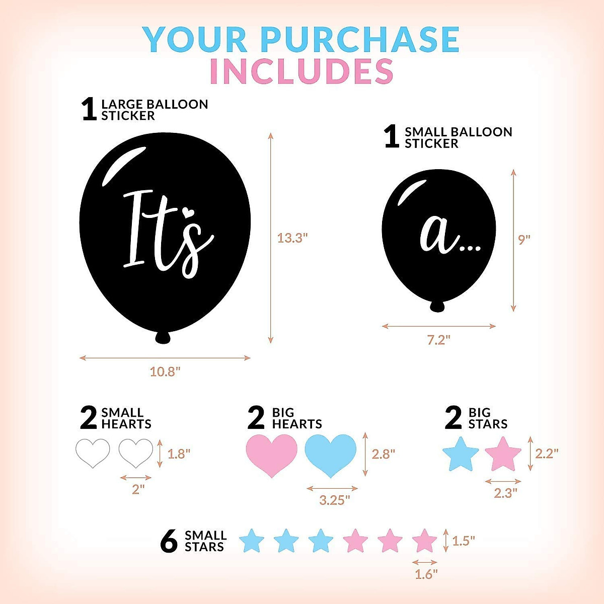 Gender Reveal Box Sticker Kit - Decorate Your Own Balloon Box - ONLY Stickers - No Box - Use with Gender Reveal Balloon - Great for Baby Shower Party or as Decorations