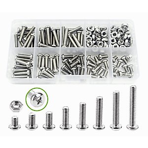 Elantek 160Pcs Metric M4 304-Stainless Steel Phillips Pan Head Machine Screws Nuts Assortment Kit- M4 x 6mm/ 8mm/ 10mm/ 12mm/ 14mm/ 16mm/ 18mm/ 20mm