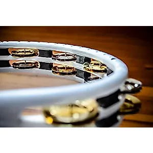 Meinl Percussion Traditional Tambourine, Handheld Half-Moon Shape with Synthetic Frame — NOT Made in China — Double Row Dual Alloy Jingles, 2-Year Warranty (TMT1M-WH)