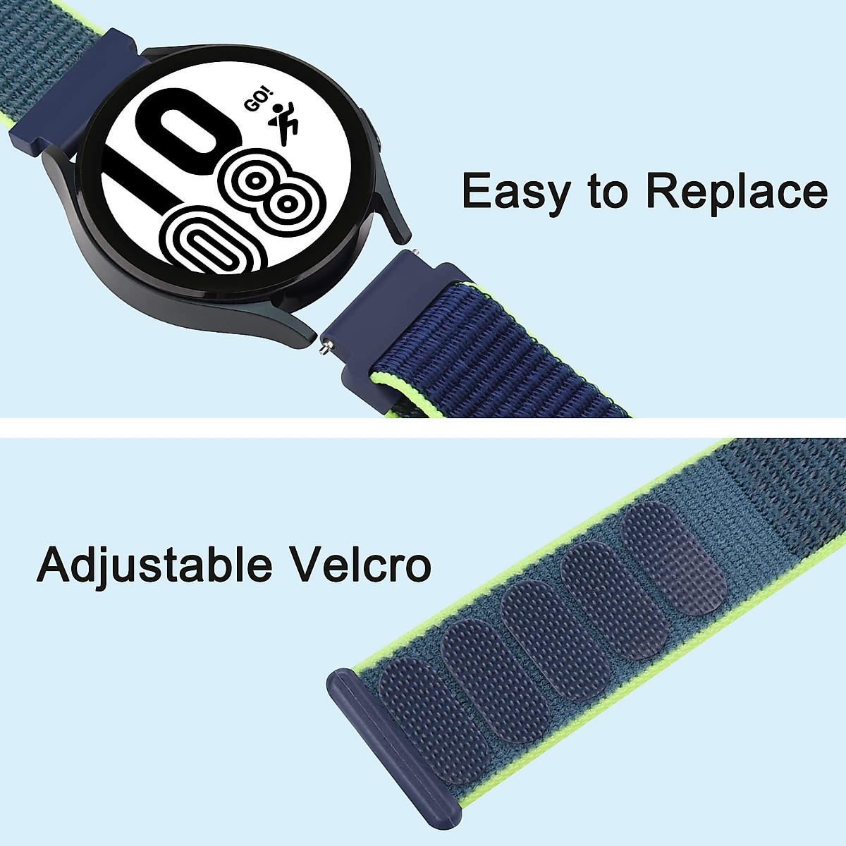 Amzpas Quick Release 20mm Watch Band Nylon Loop 20mm Watch Strap, Nylon Breathable Replacement Band for Samsung Galaxy Watch 40mm 44mm