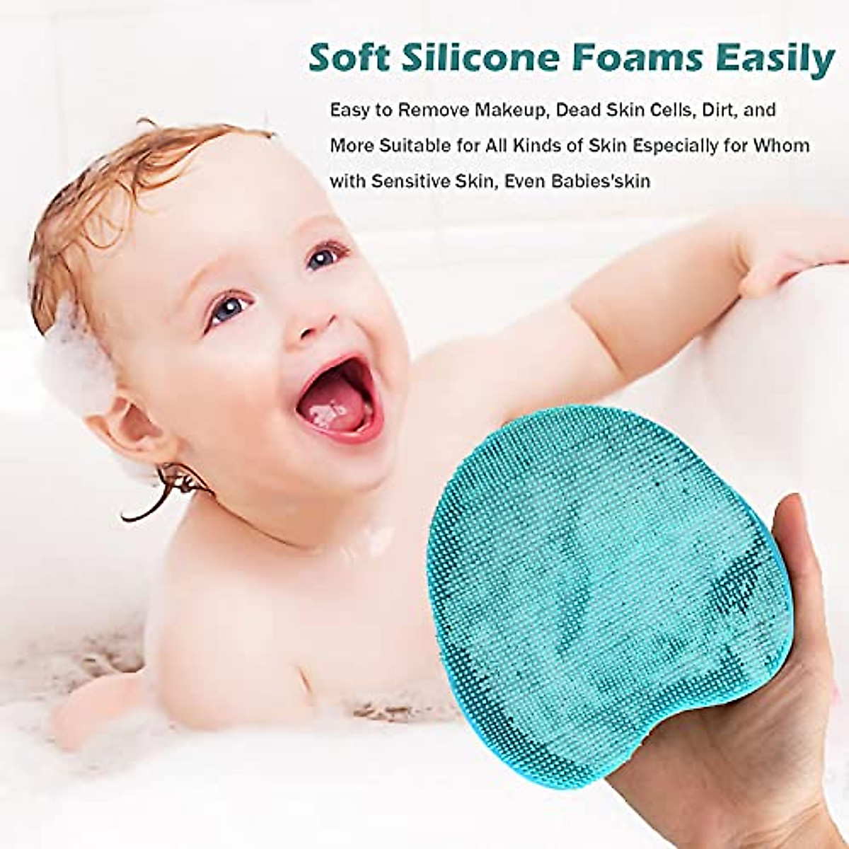RamPula Silicone Body Scrubber, Silicone Loofah, Bath Back Cleaning Scrubber, Shower Sponge Glove, Exfoliating Body Brush for Wet or Dry Brushing, More Hygienic Than Traditional Loofah (Blue)