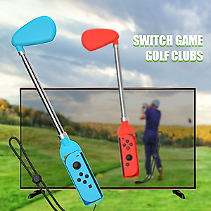 Golf Clubs for Nintendo Switch Mario Golf Super Rush 2021, Adjustable Handle Grip Compatible with Mario Golf Switch - Blue and Red