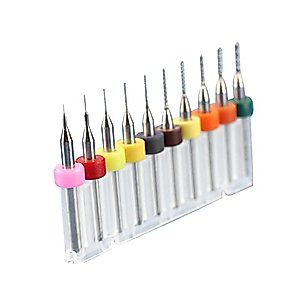 TEHAUX 10 Set Micro Drill Bits Carbide Drill Bits PCB Drill Bits CNC Drill Bits Circuit Board Miniature