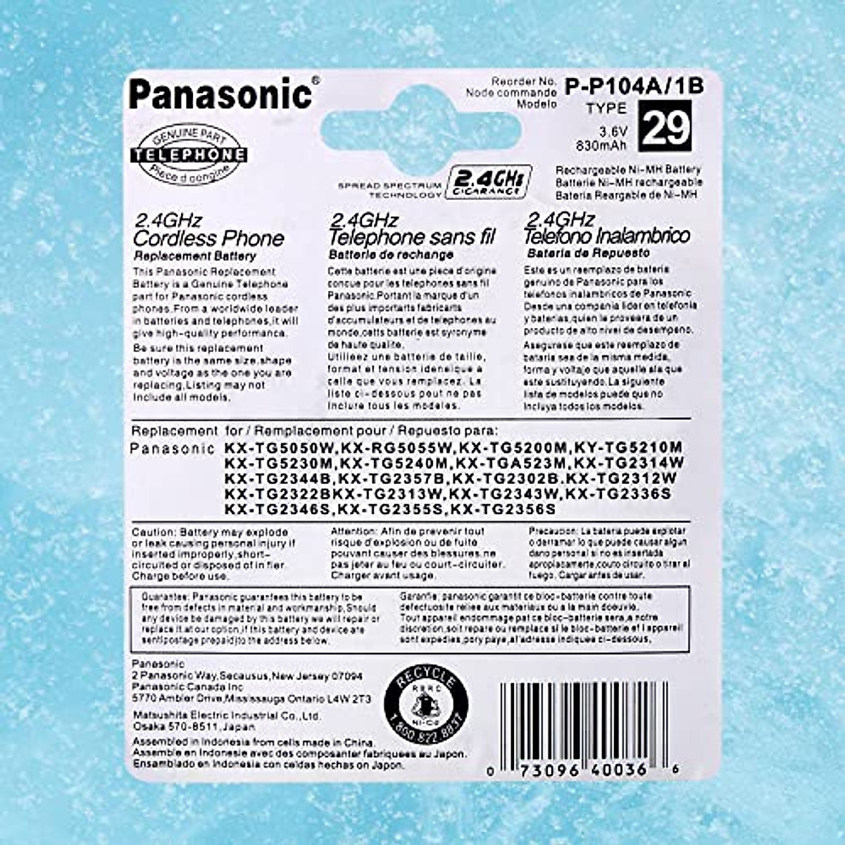 2PACK Cordless Phone HHR-P104 3.6V 830mAh Battery NI-MH AAA Rechargeable Battery for Panasonic Replacement Battery