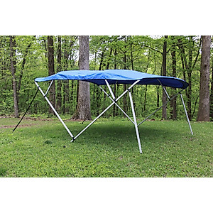 Vortex Direct Royal Blue Fabric Square Tube Frame 4 Bow Bimini Top, 12' Long 91"-96" Wide, 54" Tall