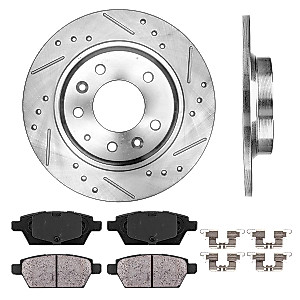 Callahan Rear Brake Kit for Ford Fusion Lincoln MKZ Mazda 6 Mercury Milan Replacement Drilled & Slotted Brakes Rotors and Ceramic Brake Pads: 11.02" inch Rotors