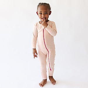 PARADE Organic Snuggle Soft Melange '2-Way' Zipper Romper Pink Melange 0-3M with Mitts