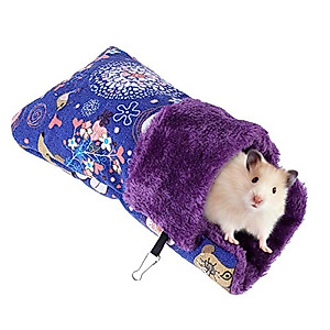 Hemobllo Hamster Sleeping Bag, Hanging Rat House Bed Sugar Gliders Sleeping Pouch Small Pet Nest Hideout Pouch Winter Warm Comfortable Bed for Small Animals Guinea Pig Ferret Squirrel Chinchilla