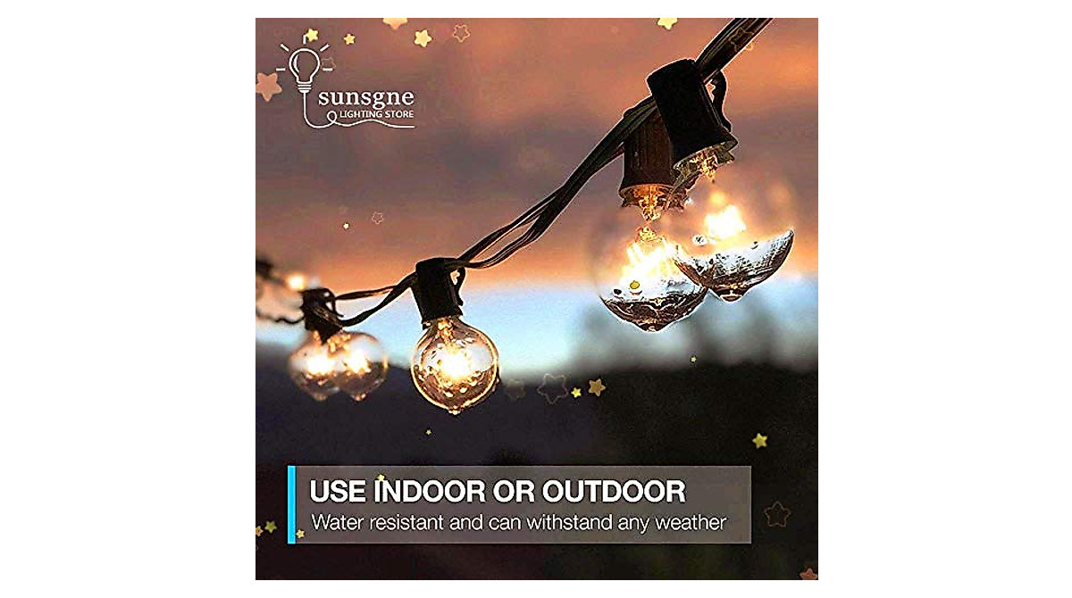 SUNSGNE 25Ft Globe String Lights - Outdoor Patio & Party Decor