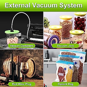 OSEYM Vacuum Sealer Machine, 80Kpa Automatic Food Sealer Machine, Food Sealers Vacuum Packing Machine with Cutter & Bags, Air Sealing System for Dry/Moist Modes, Sealing Time Display, LED Indicator Lights, Visible Sealing Affection