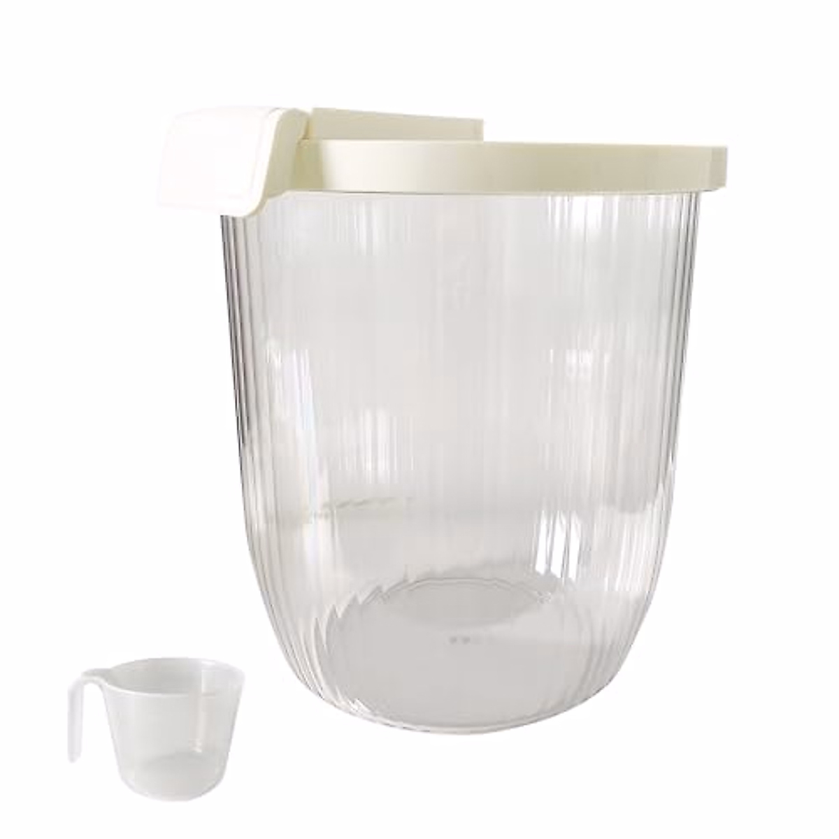 MXCELL Large Flour Storage Bins with Lid 11L/388oz, BPA FREE, Plastic Airtight Rice Storage Container Bucket, Pantry & Kitchen Food Organization Barrel for Sugar, Cereal, with Measuring Cup & White