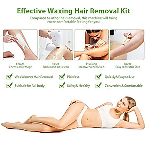 Roll on Wax Kit, Wax Bear Wax Roller Kit for Hair Removal, Roller Waxing Kit with Aloe Wax Cartridge, 20 Wax Strips, 5 After-Wax Wipes, Depilatory Wax Roller Waxing Kit for Women and Men (Green)
