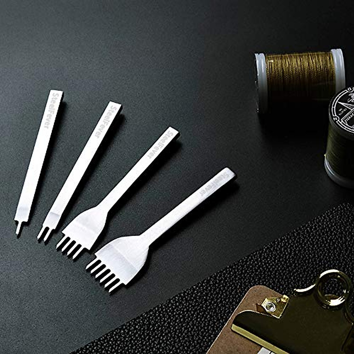 Leather Craft Tool Hole Punches 1+2+4+6 Prong Lacing Stitching Punch, Craft Kits (4mm)
