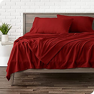 Bare Home Super Soft Fleece Sheet Set - Split King Size - Extra Plush Polar Fleece, No-Pilling Bed Sheets - All Season Cozy Warmth (Split King, Red)