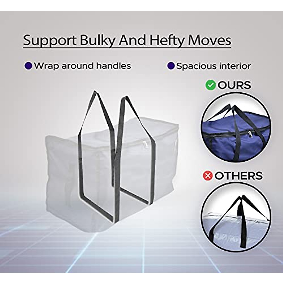 Dino74 Set of 2 Blue Moving Bag - 75l Oversized Large Space Saving Clothes Storage Bag, College Dorms Reusable Traveling Bag for Hiking Outings 65 X 38 X 30cm