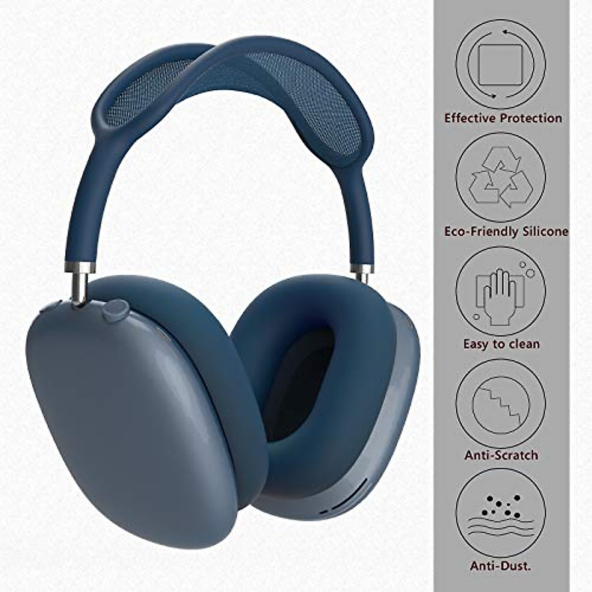 Geekria Silicone Earpad Covers Compatible with AirPod Max, Earpad Protector/Earphone Covers/Earpad Cushion/Ear Pad Covers/Headphone Covers, Easy Installation No Tool Needed (Dark Blue)