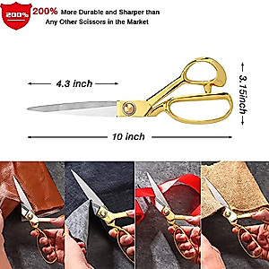 10" Sewing Scissors,Heavy Duty Tailor Scissors Shears for Fabric,Leather,Raw Materials,Dressingmaking,Altering-Professional Upholstery Shears for Dressmakers Students Office Crafting