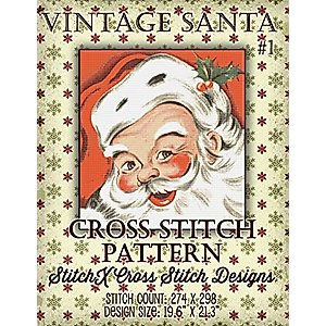 Vintage Santa Cross Stitch Pattern