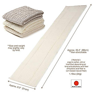 Exfoliating Washcloth [Made in Japan] Shower Back Scrubber, Plastic-Free 100% Natural and Plant-Based Loofah [Eco Friendly Loofah for Women and Men] (3pcs Set (Cotton, Linen and Silk))